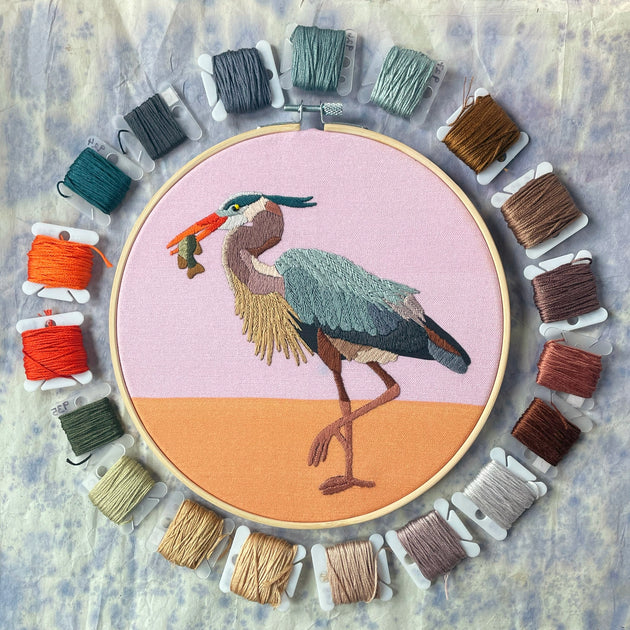 Embroidery and Beadwork Kit - Great Blue Heron by Kate Wyatt Fine Art ...